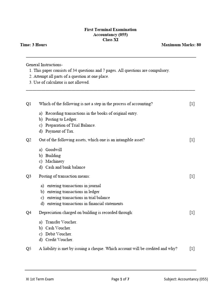 11 Term 1 Acc QP | PDF