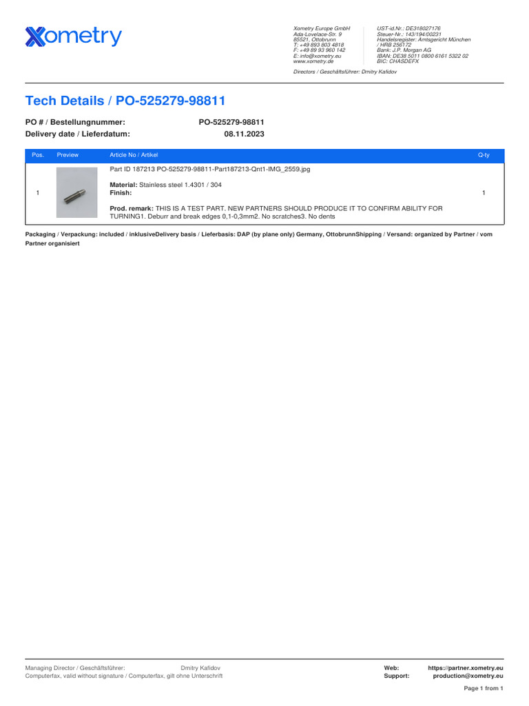 PO 525279 98811 Tech Details | PDF