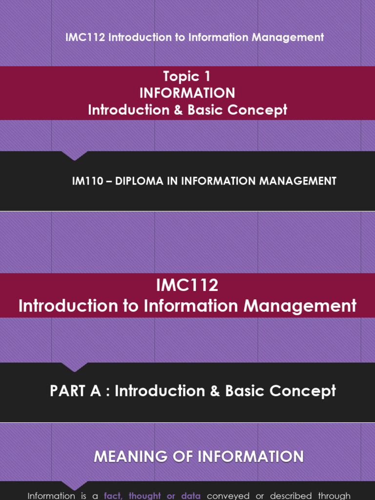 Topic 1 - Information | PDF