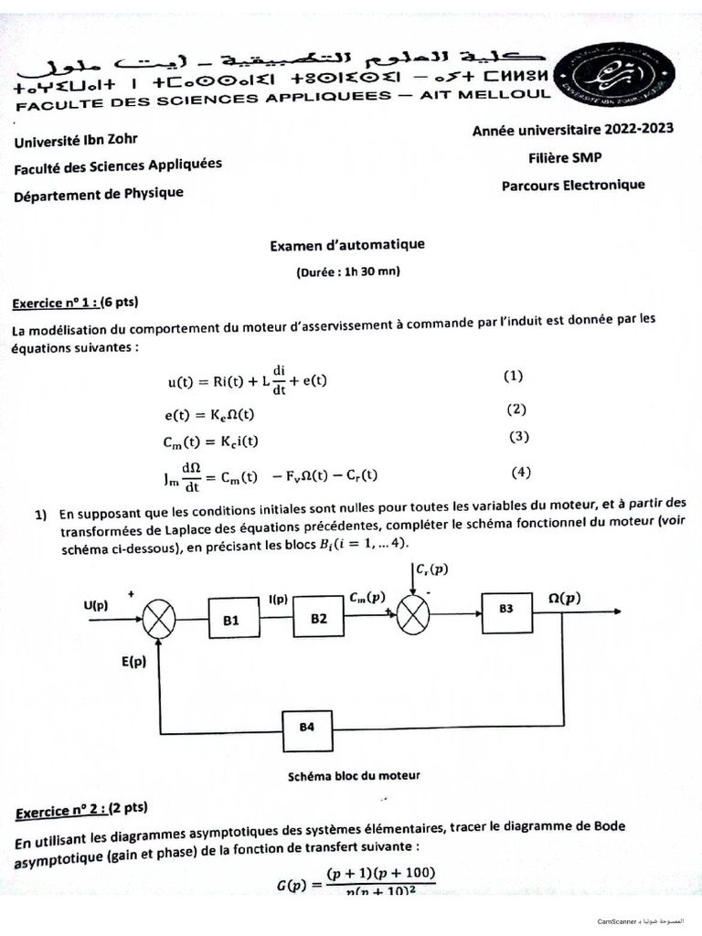 Automatique-Correction Exam SN 2023 | PDF