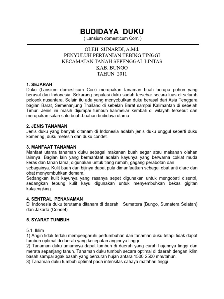 Budidaya Duku | PDF Budidaya Duku | PDF