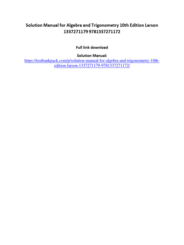Solution Manual For Algebra and Trigonometry 10th Edition Larson 1337271179 9781337271172 | PDF
