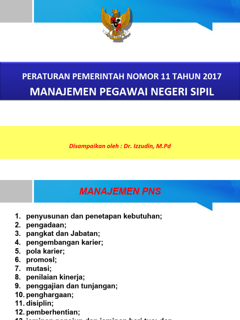 Ddn.. PP 11 Tahun 2017 Manajemen Asn | PDF