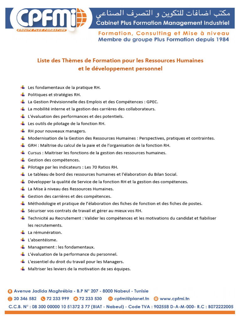 Liste Themes Formation Ressources Humaines | PDF