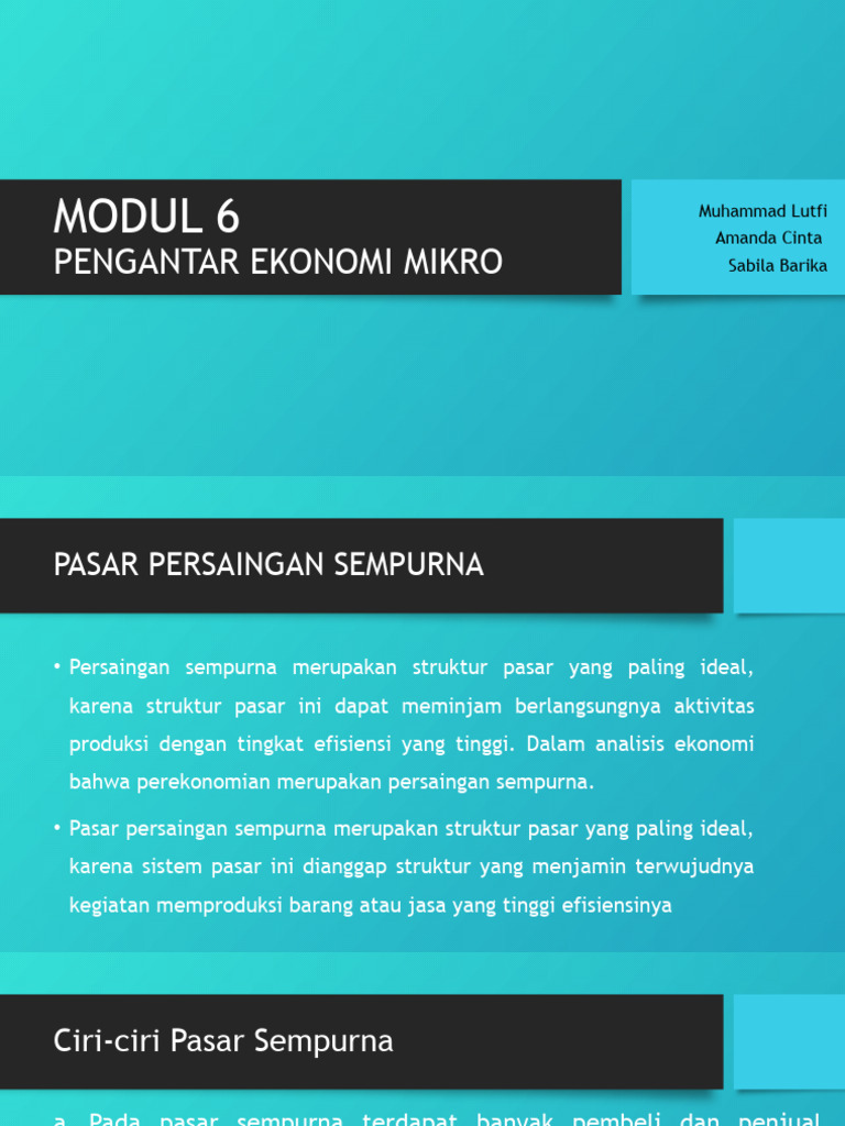 MODUL 6 Pengantar Ekonomi Mikro | PDF