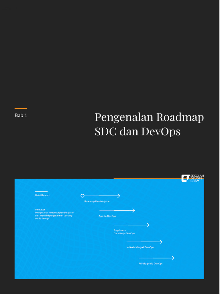Bab 1 Pengenalan Roadmap SDC Dan DevOps Sekolah DevOps Cilsy | PDF | Komputer
