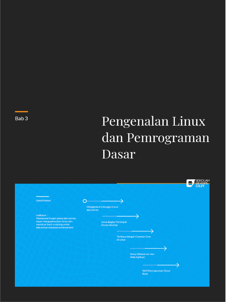 Bab 3 Pengenalan Linux Dan Pemrograman Dasar Sekolah DevOps Cilsy | PDF Bab 3 Pengenalan Linux Dan Pemrograman Dasar Sekolah DevOps Cilsy | PDF