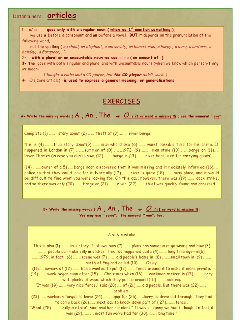 Determiners Articles | PDF | Plural | Grammatical Number