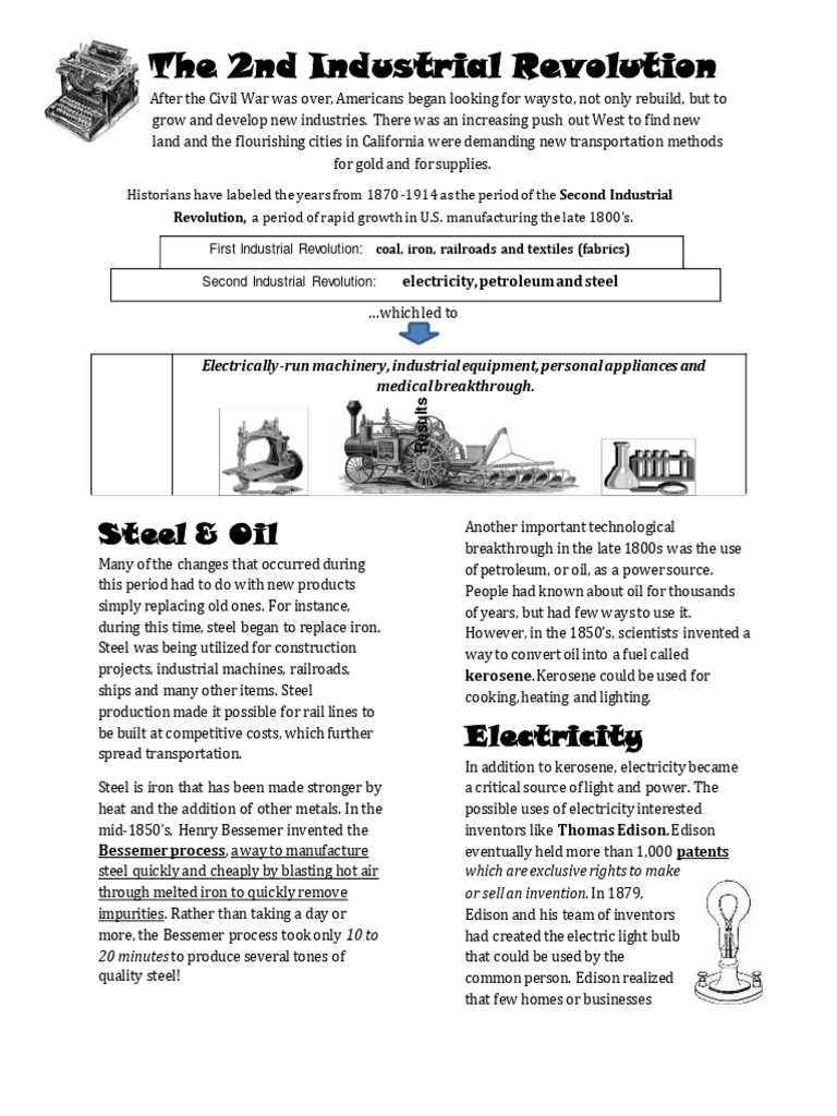 The Second Industrial Revolution With Questions PDF | PDF