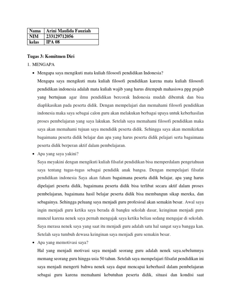 Tugas 3 Komitmen Diri FPI | PDF