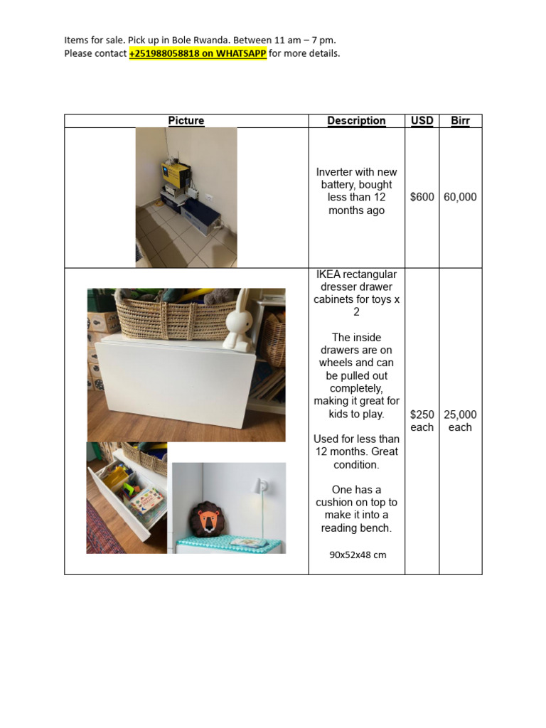 Items To Sell. Updated | PDF