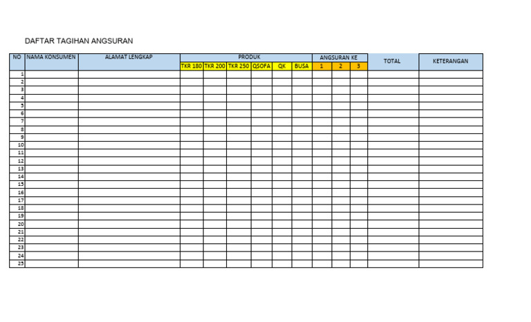 Form DAFTAR TAGIHAN | PDF