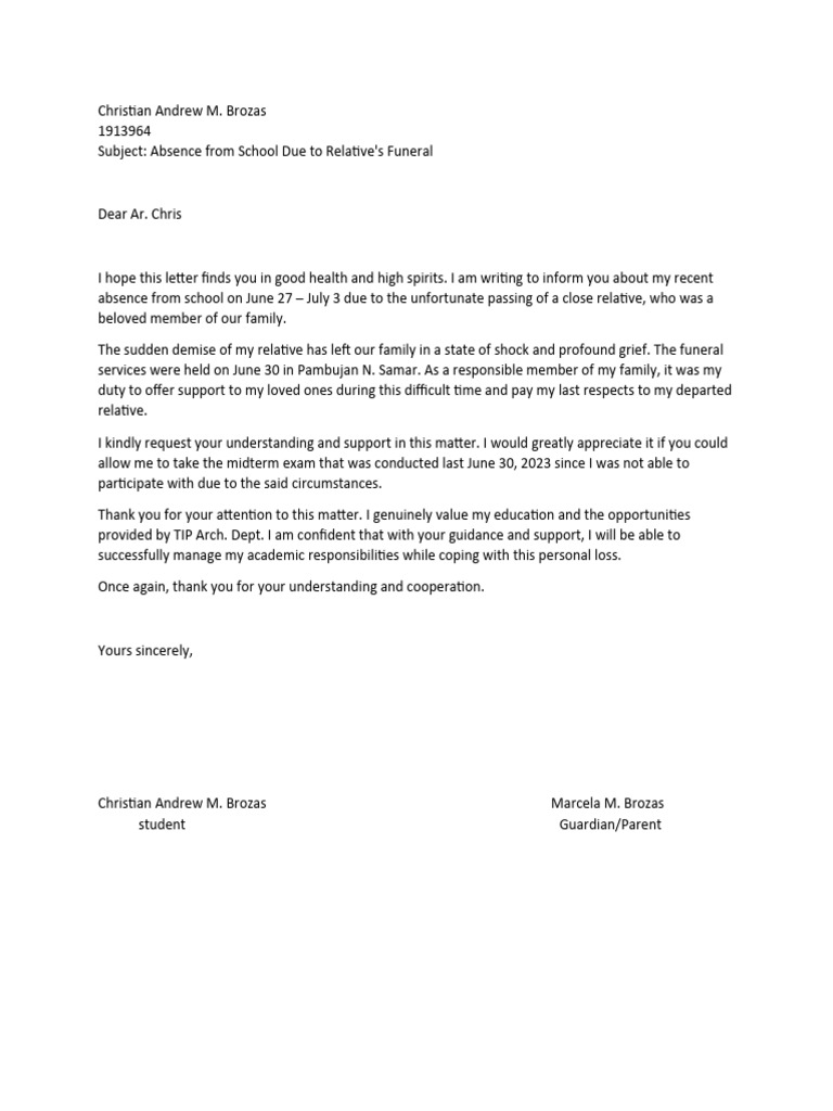 Excuse Letter | PDF