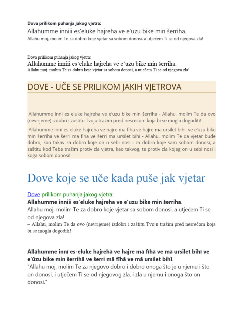Dova Prilikom Puhanja Jakog Vjetra | PDF