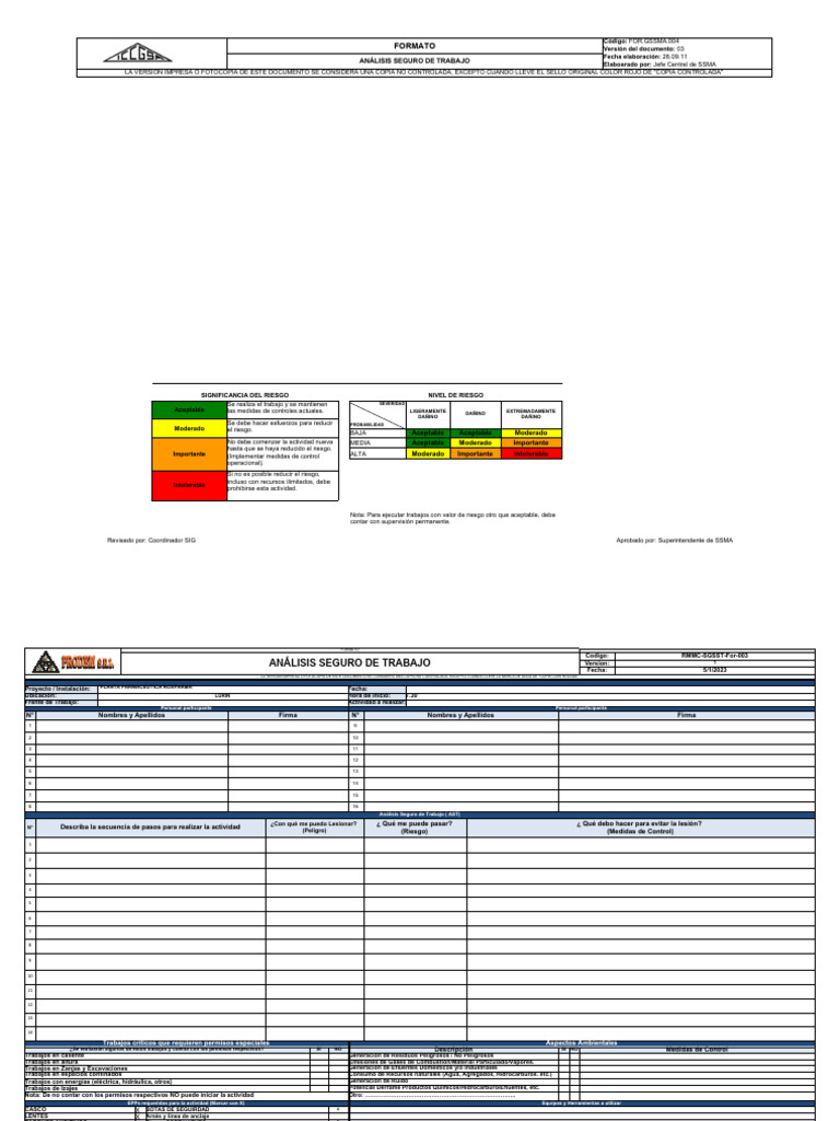 Formato de Análisis Seguro de Trabajo | PDF | Química | Naturaleza