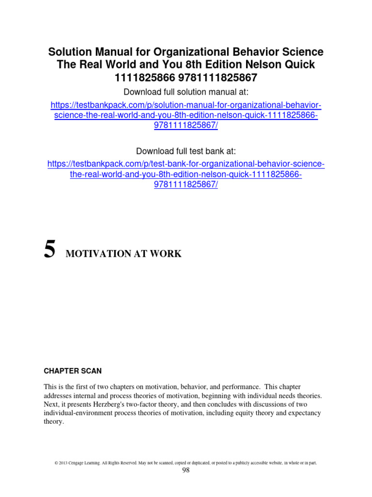 Organizational Behavior Science The Real World and You 8th Edition Nelson Solutions Manual 1 ...