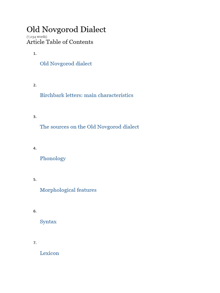 Old Novgorod Dialect | PDF