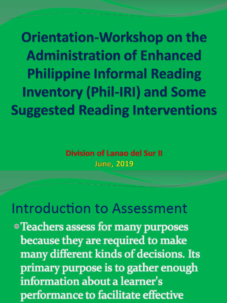 Phil-IRI Reading Assessment Guide | PDF