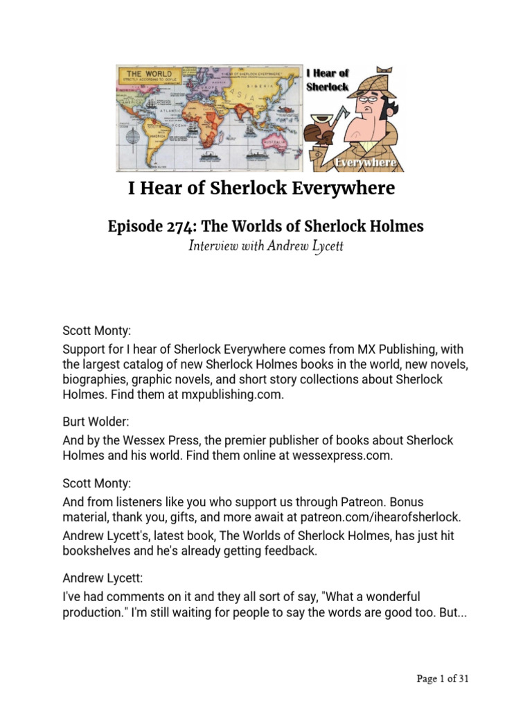 Transcript - Episode 274: The Worlds of Sherlock Holmes | PDF