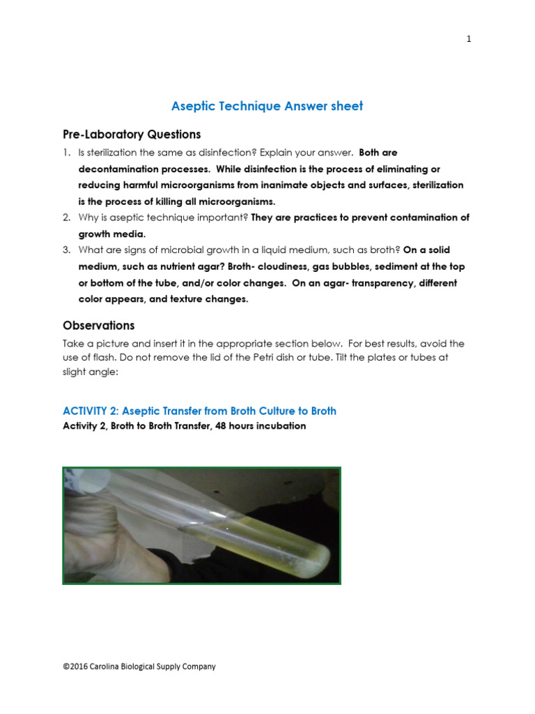 Aseptic Technique in Microbiology Lab | PDF