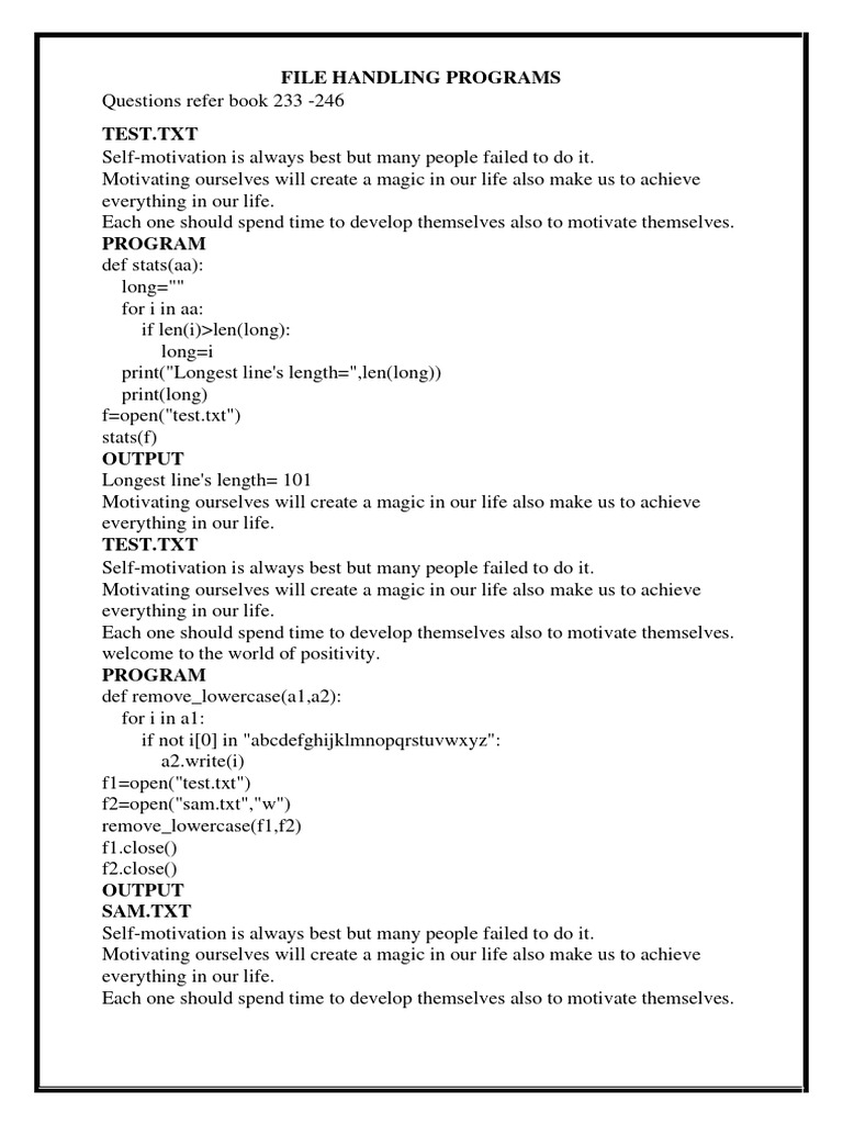 File Handling Programs Notes | PDF