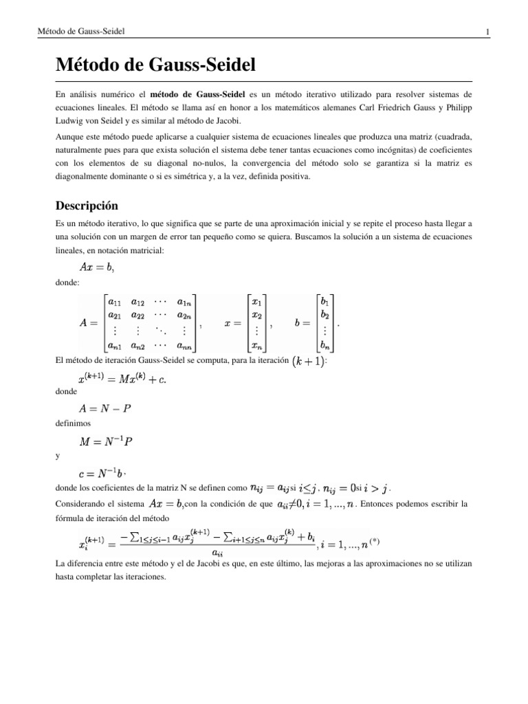 Metodo de Gauss-Seidel | PDF | Conceptos matemáticos | Enseñanza de matemática