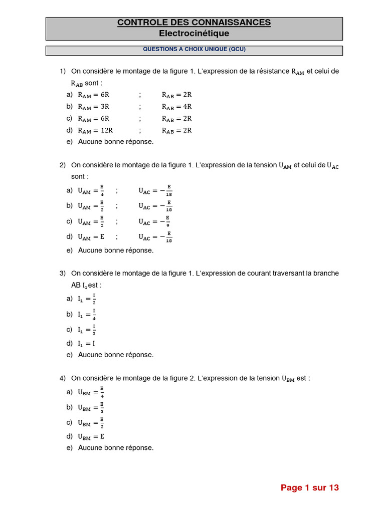 Questions A Choix Unique - Elc | PDF