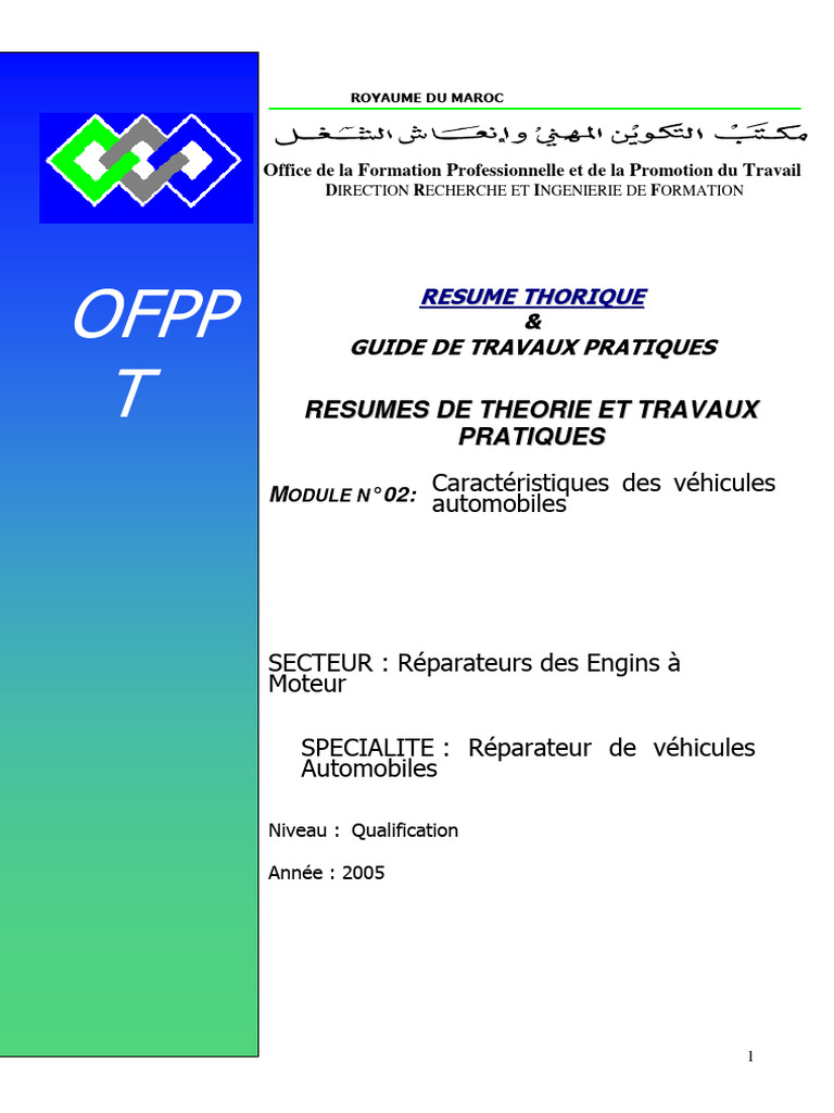 MODULE #02 Caractéristiques Des Véhicules Automobiles | PDF