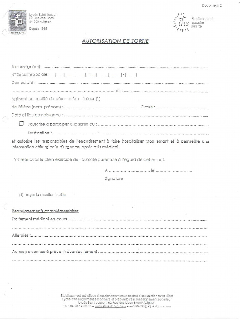 Autorisation de Sortie | PDF