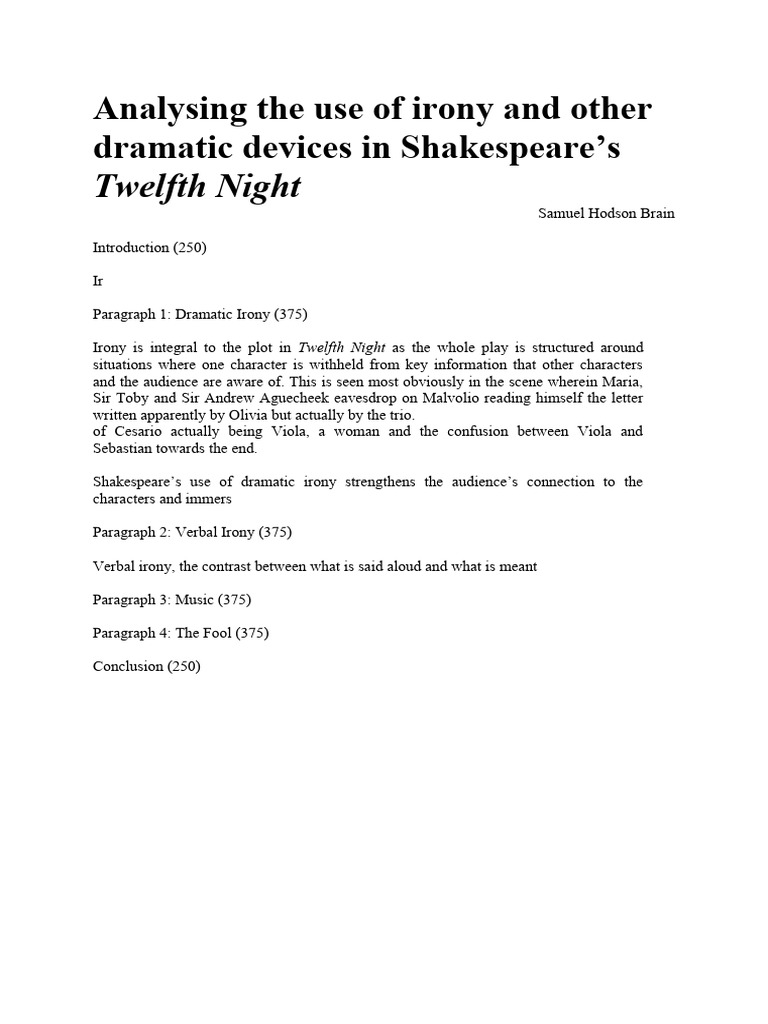 Analysing The Use of Irony and Other Dramatic Devices in Shakespeare ...