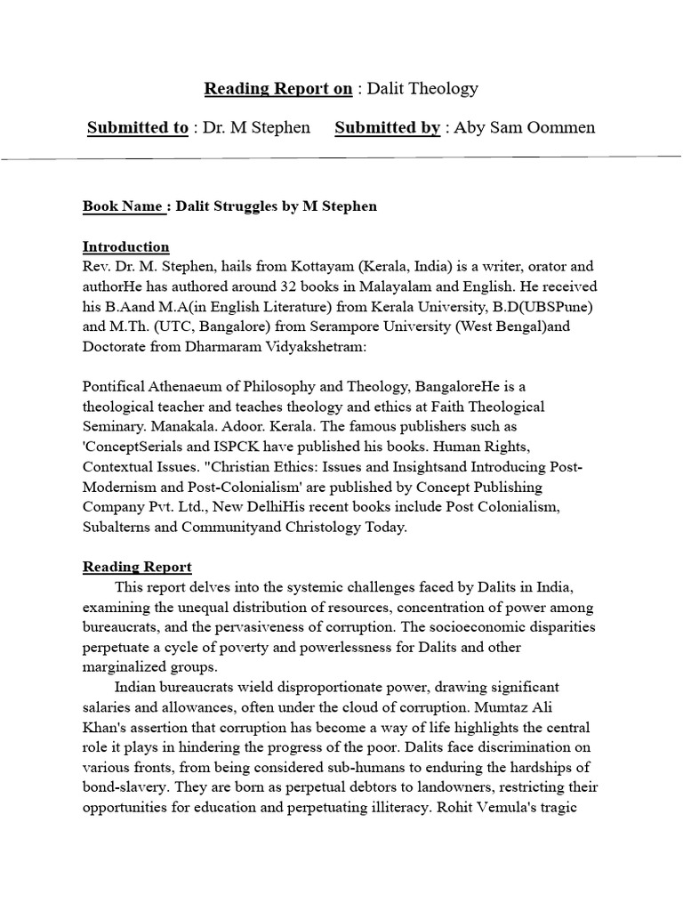 Reading Report On Dalits | PDF | Politics