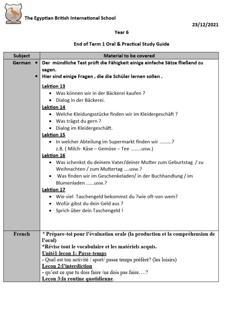 Year 6-Oral | PDF
