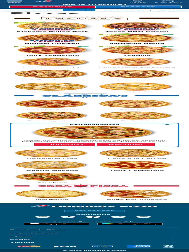 Carta Domino's Pizza - Especialidades en Pizzas | PDF
