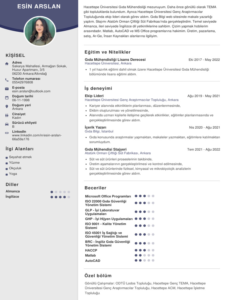 CV Esin Arslan #3 | PDF