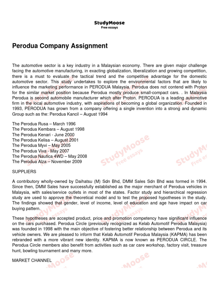 Perodua Company Overview and Market Analysis | PDF | Marketing | Customer