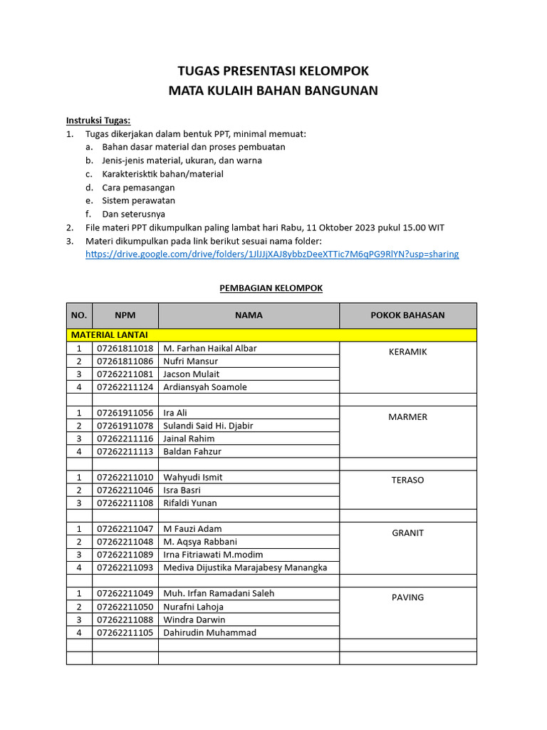 Tugas Presentasi Kelompok | PDF