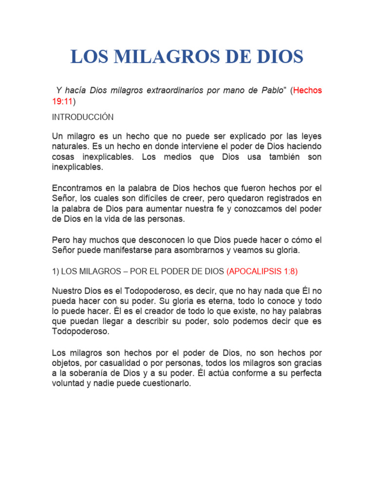 Los Milagros de Dios | PDF