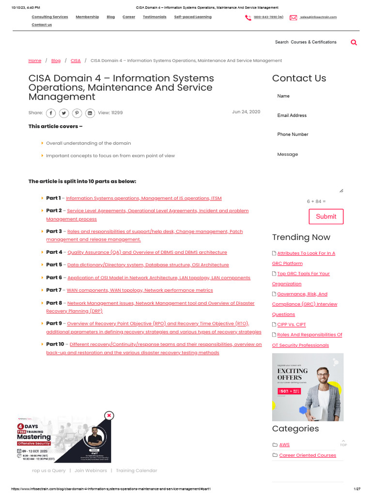 CISA Domain 4: IS Operations & Management | PDF