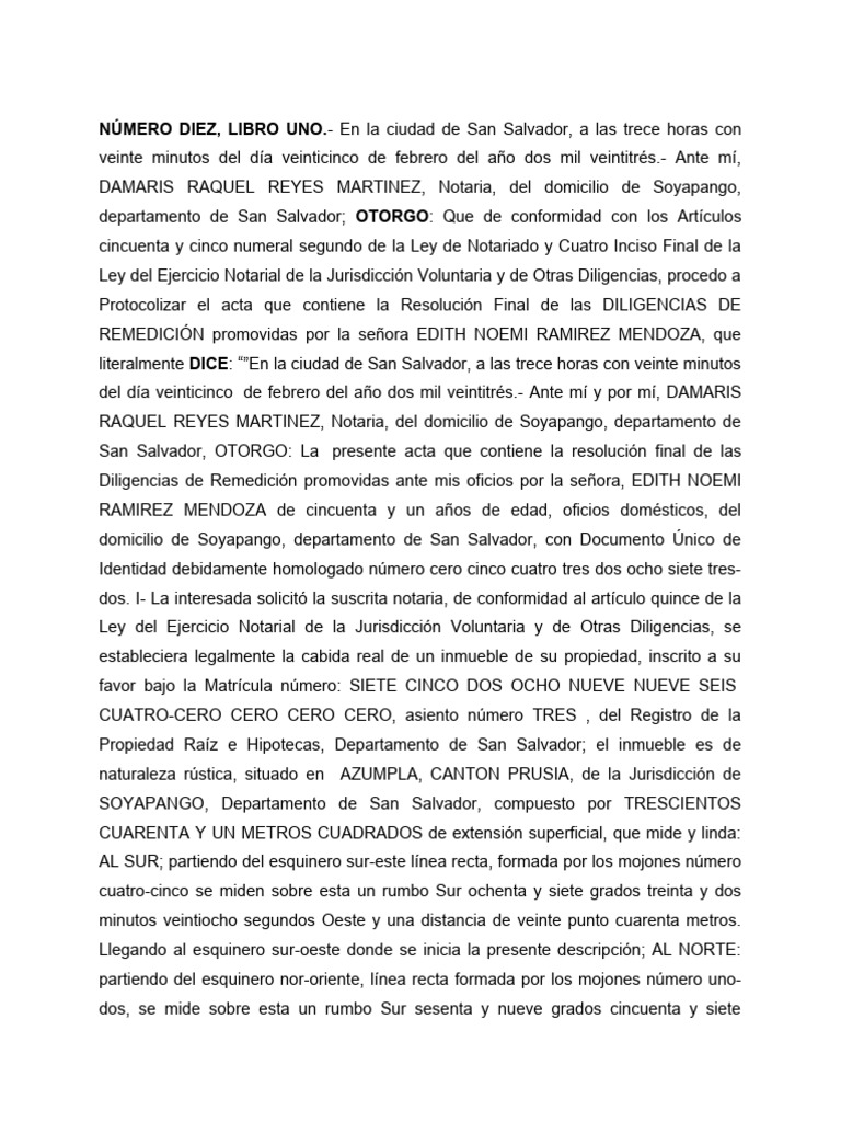 10. PROTOCOLIZACION DE LA RESOLUCION FINAL DE LAS DILIGENCIAS DE ...