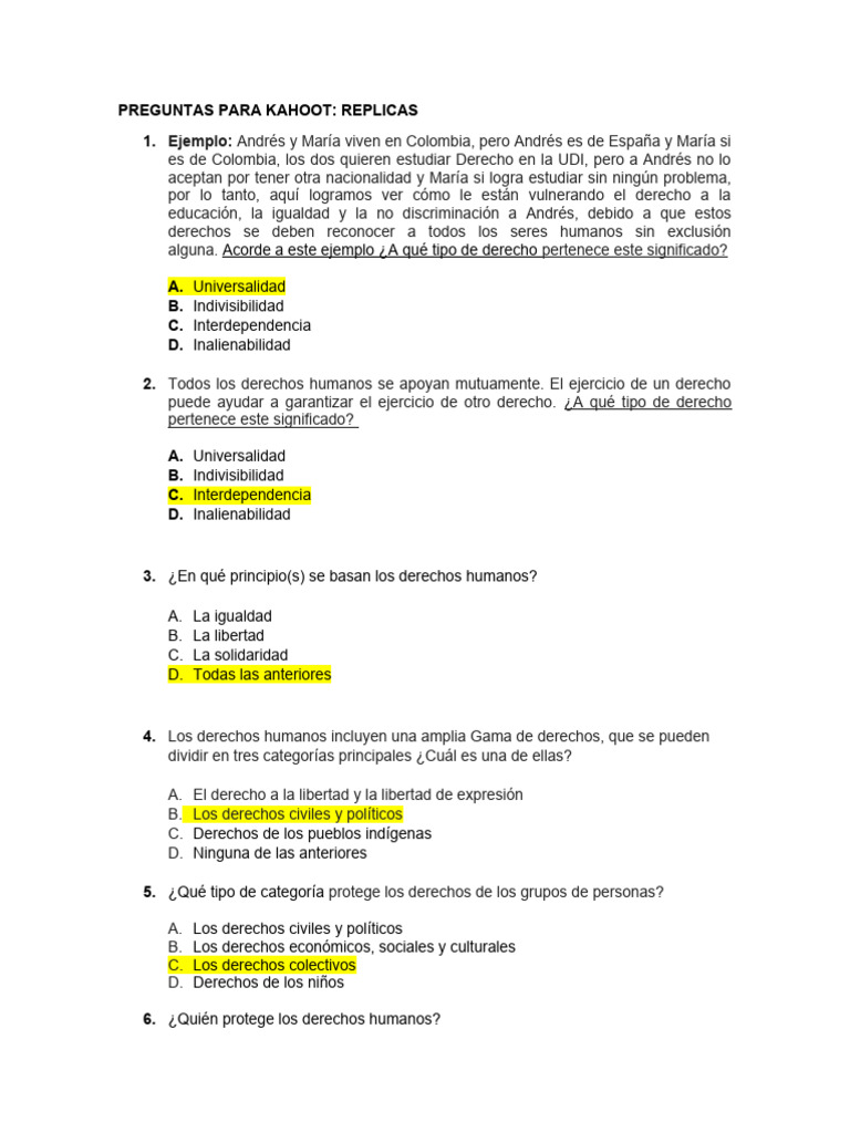 Preguntas para Kahoot. | PDF