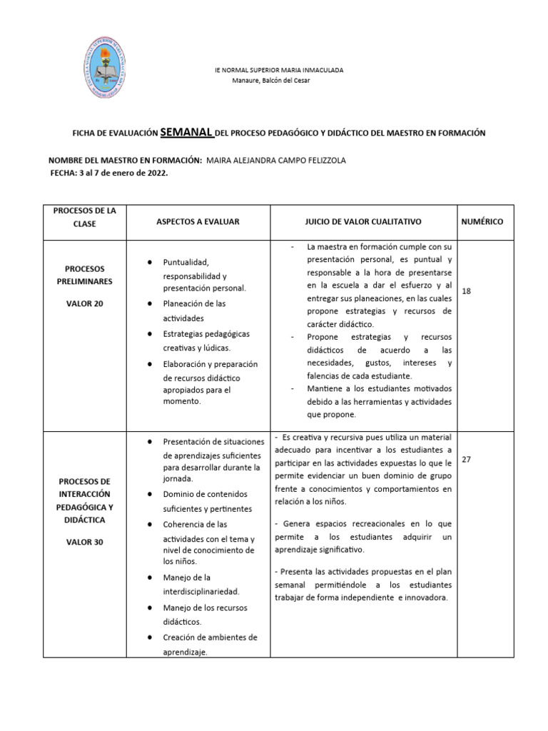 3-7-Rubrica - Maira | PDF