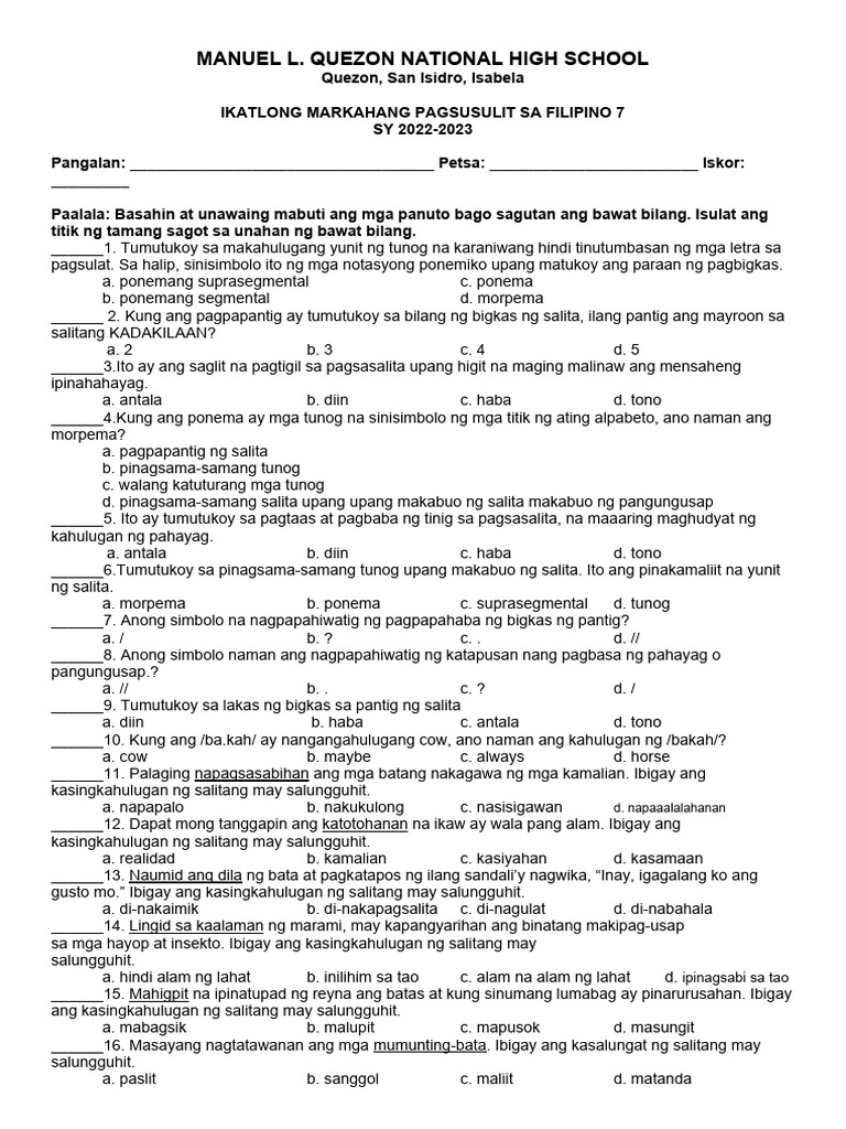 Filipino 7 q3 | PDF