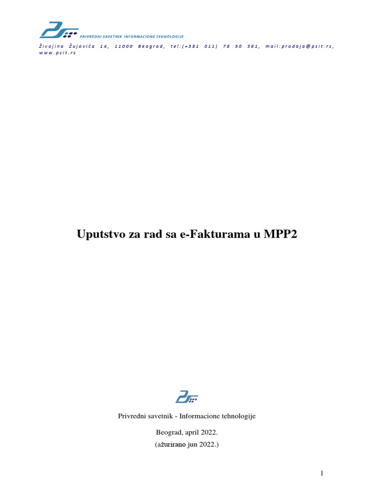 Uputstvo Za Rad Sa e Fakturama | PDF
