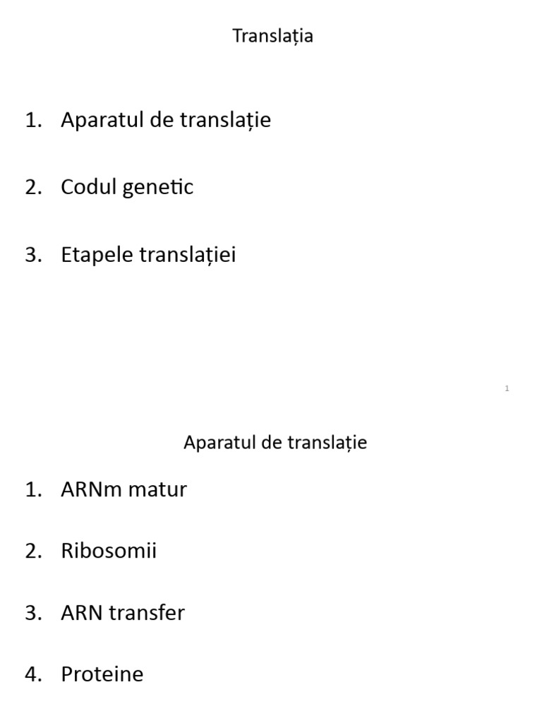 Curs 4 - Sinteza Proteica. Translatia | PDF