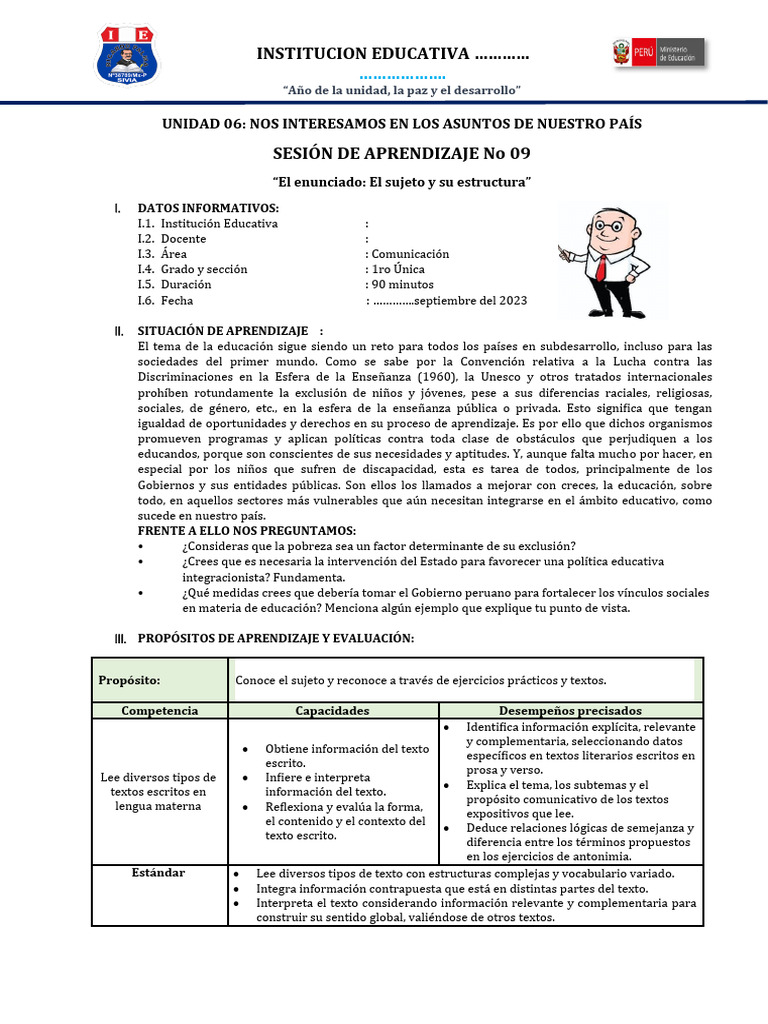 1° Sesion 9 Com U6 - Sem 1 | PDF