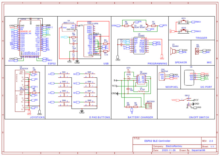 ESP32 BLE Controller Schematic | PDF
