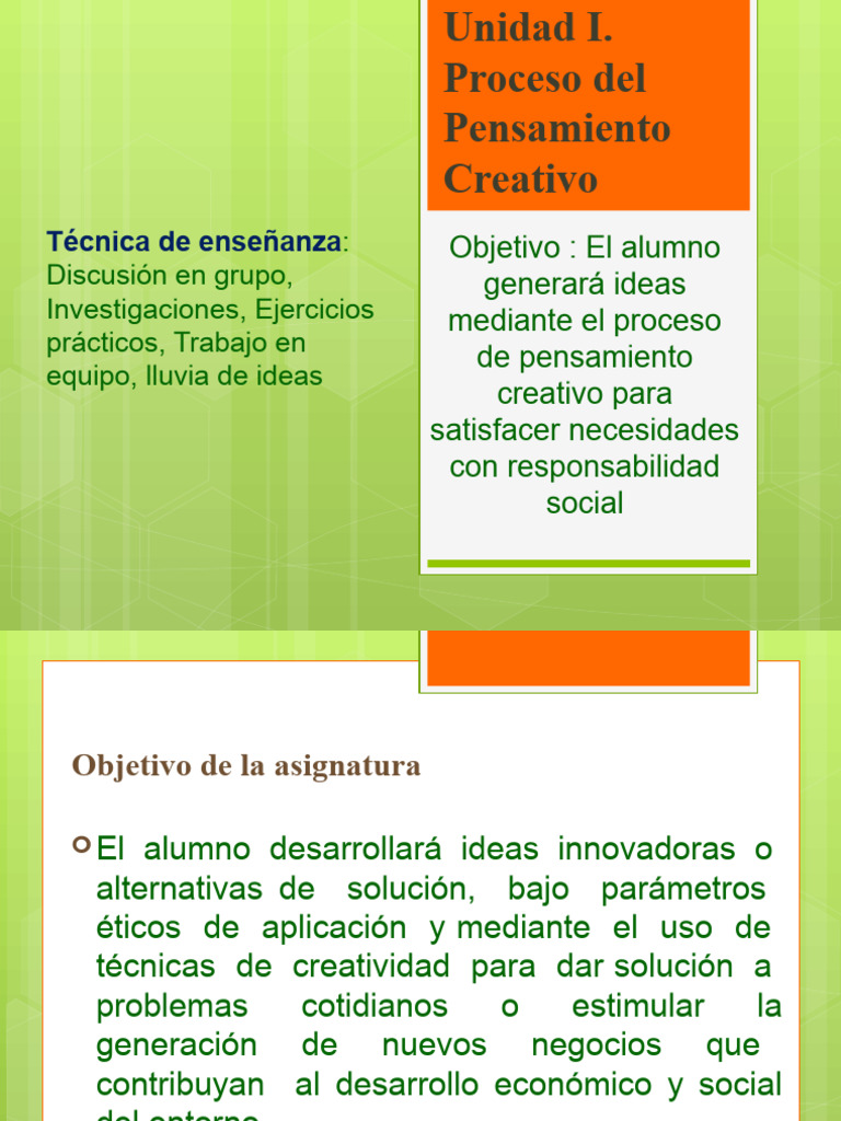 Unidad I FSC IV Proceso Del Pensamiento Creativo 2 4to | PDF