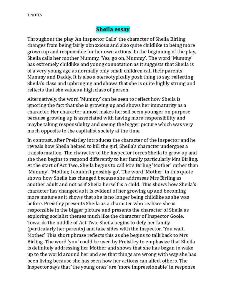 Sheila Essay | PDF
