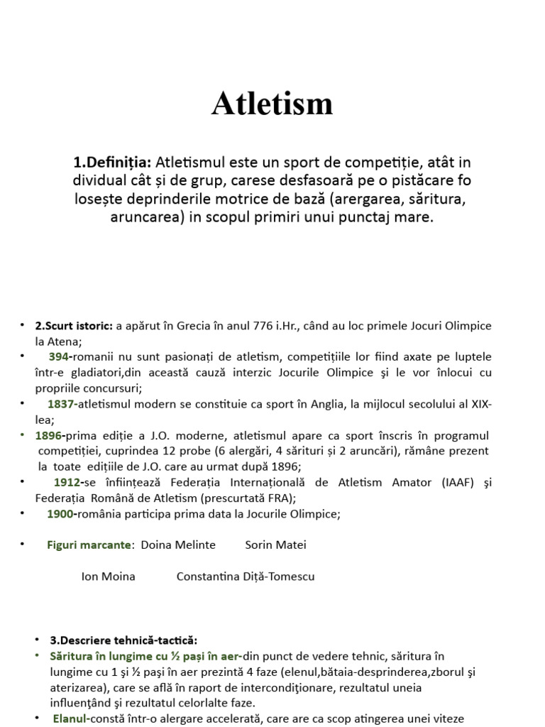 Proiect Despre Atletism | PDF