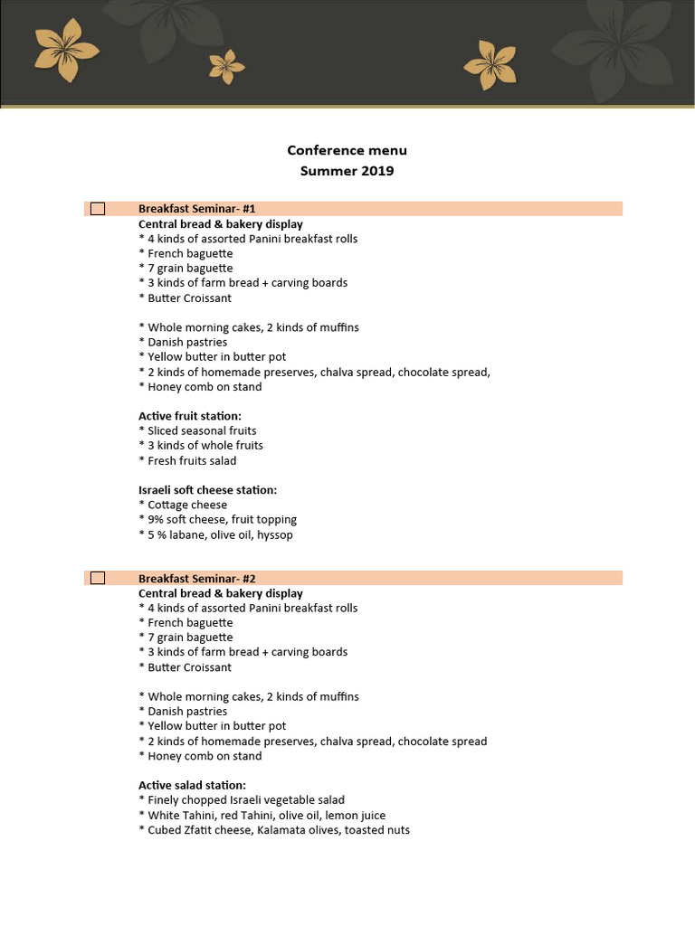 Seminar Menu Summer 2019 English 2 | PDF | Salad | Pesto